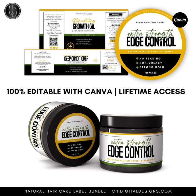 Natural Hair Care Product Label Template Bundle | Beauty Label ...