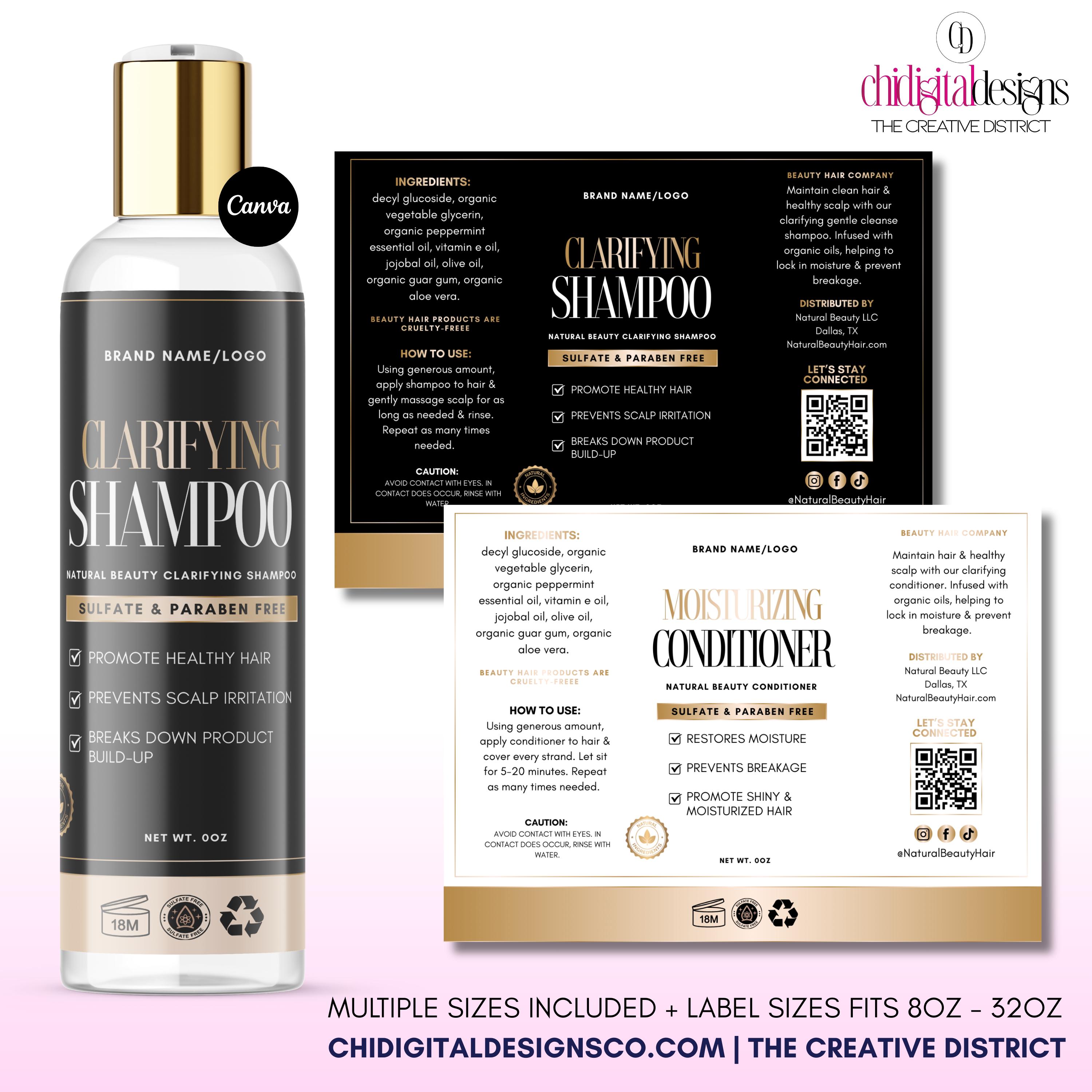 Shampoo Conditioner Label Templates | Hair Product Label Templates - Etsy