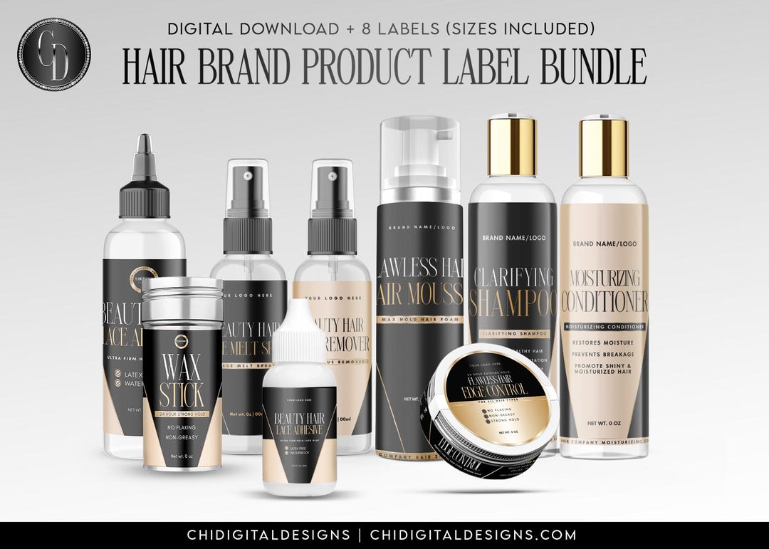Hair Product Label Template Bundle | Beauty Label Templates | Hair Care ...
