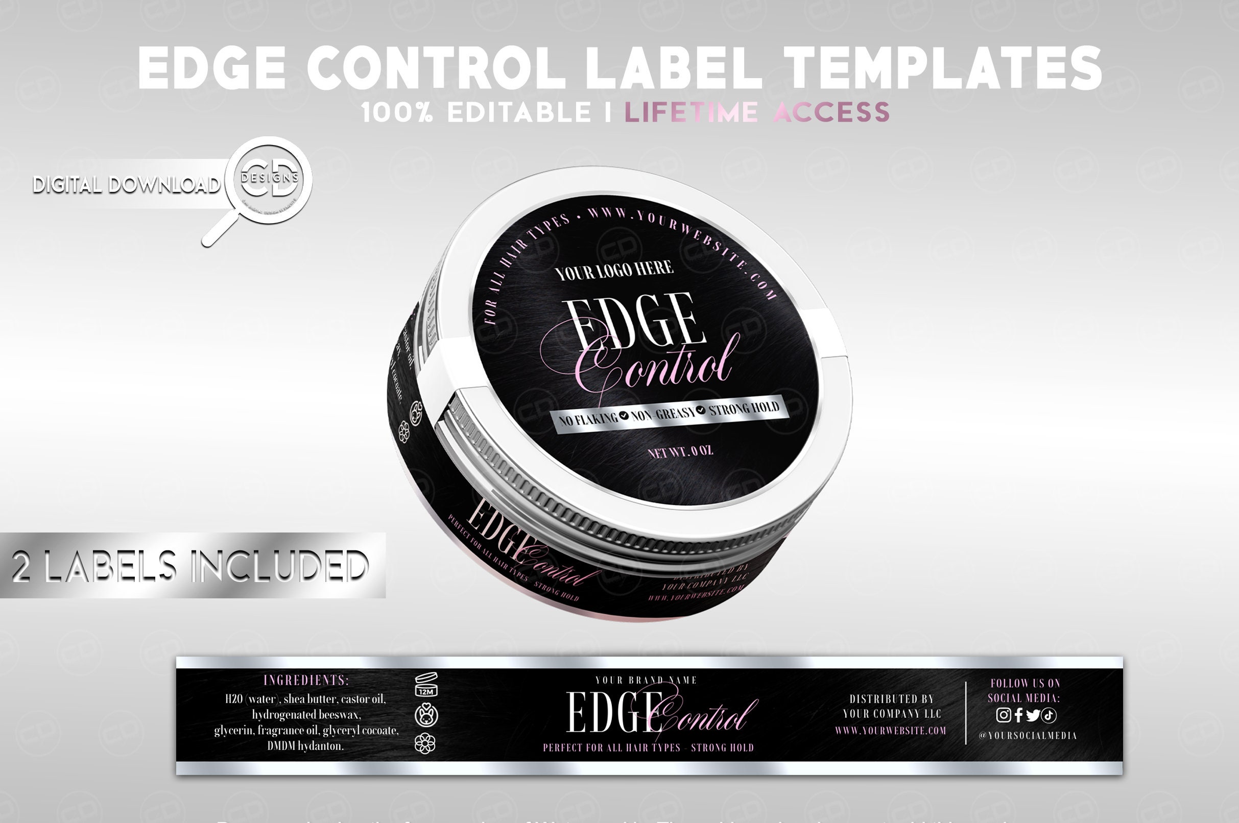 Edge Control Label Design Template Hair Product Label - Etsy