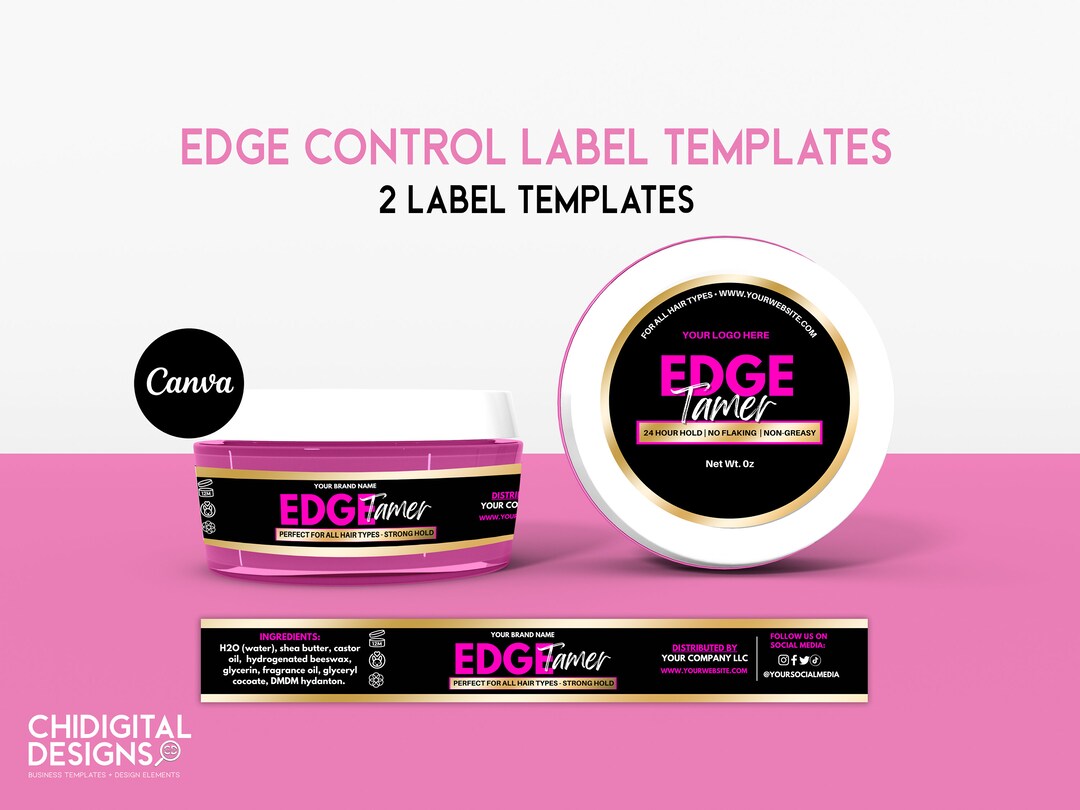 Edge Control Label Design Template | Hair Product Label | Editable Edge ...