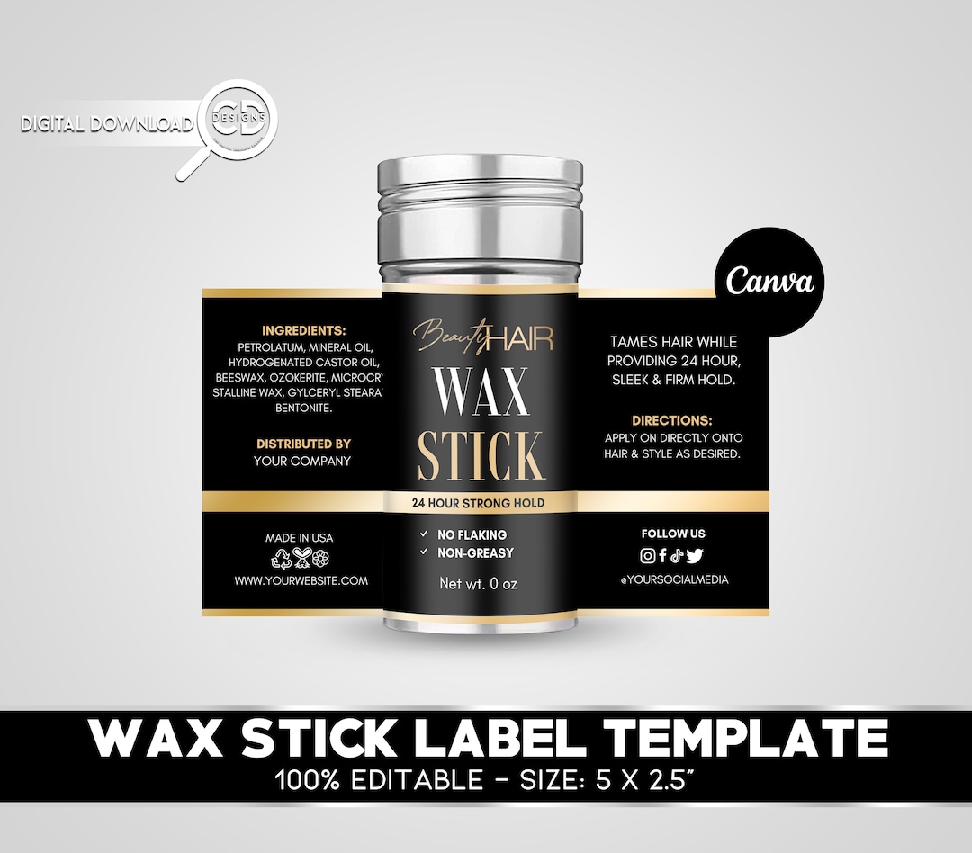 Wax Stick Label Template | Editable Wax Stick Label Template | Hair ...
