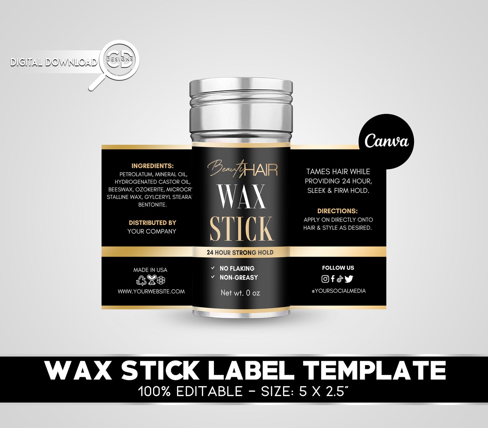 Wax Stick Label Template | Editable Wax Stick Label Template | Hair ...