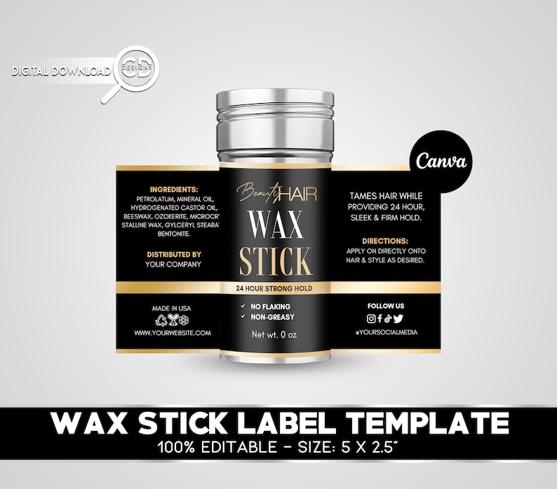 Wax Stick Label Template Editable Wax Stick Label Template - Etsy