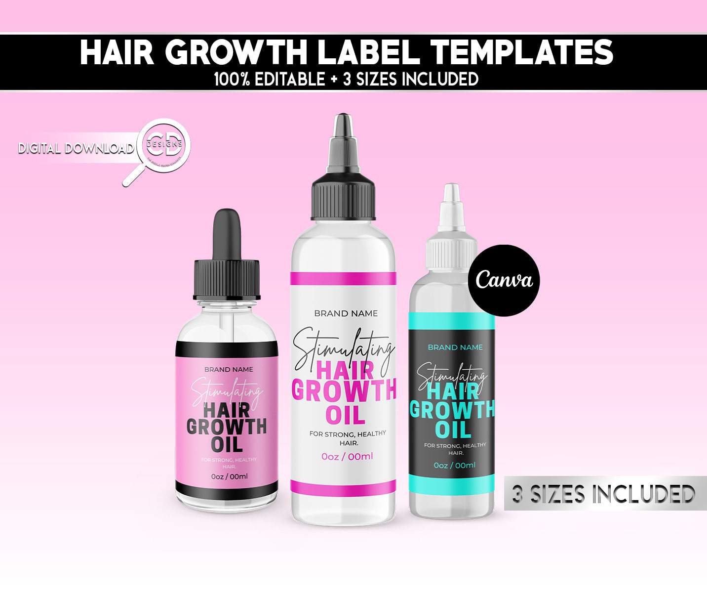 Dropper Bottle Label Template Hair Growth Oil Label Template - Etsy