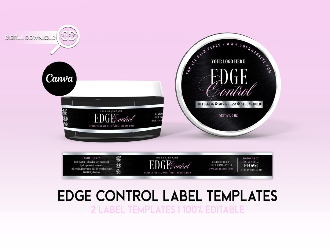 Edge Control Label Design Template Hair Product Label - Etsy
