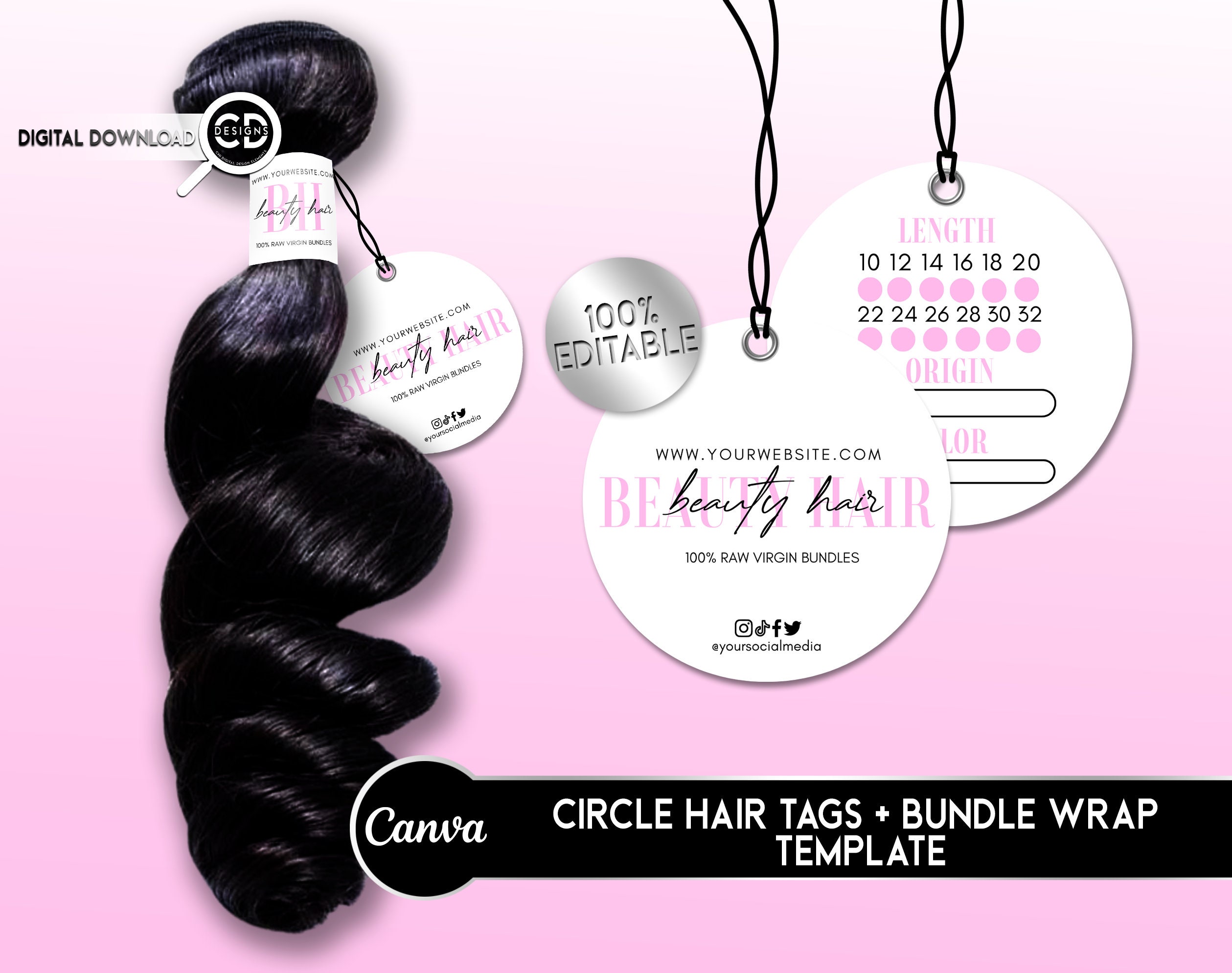 Hair Tags and Bundle Wraps Template Luxury Hair Tags - Etsy