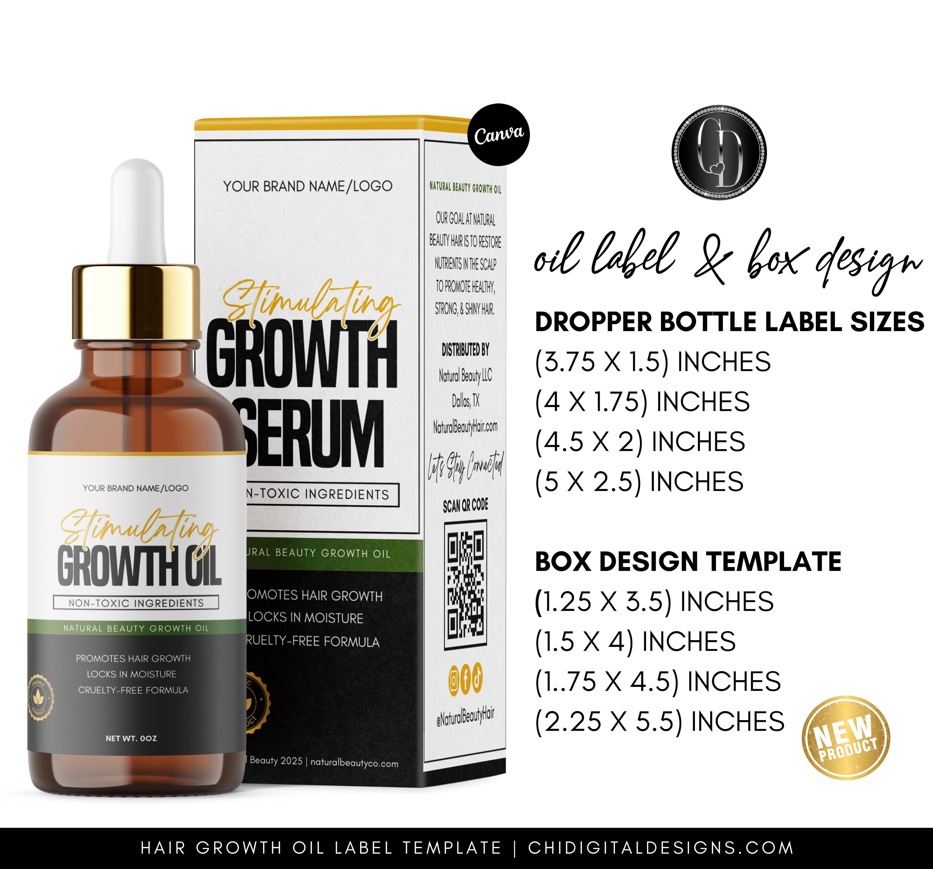 Hair Growth Oil Dropper Bottle Label Template | Hair Product Label ...