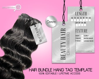 Hair Bundle Tag Template | Editable Hair Business Packaging (digital ...