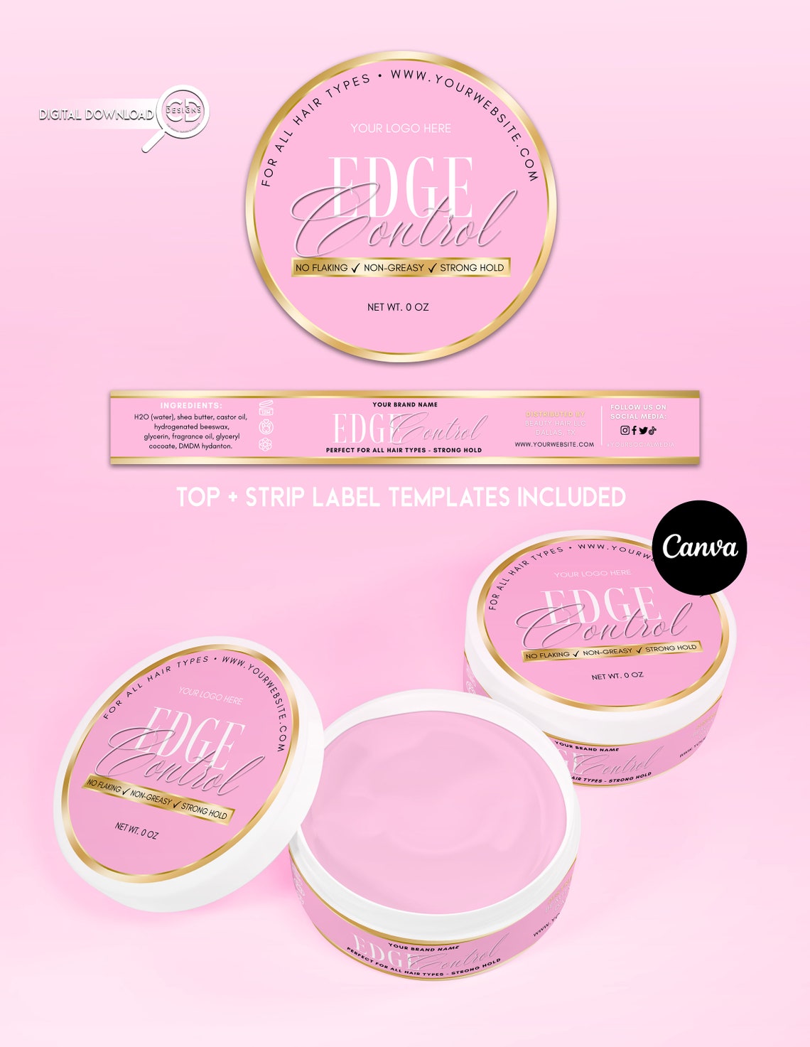 Edge Control Label Design Template Hair Product Label - Etsy