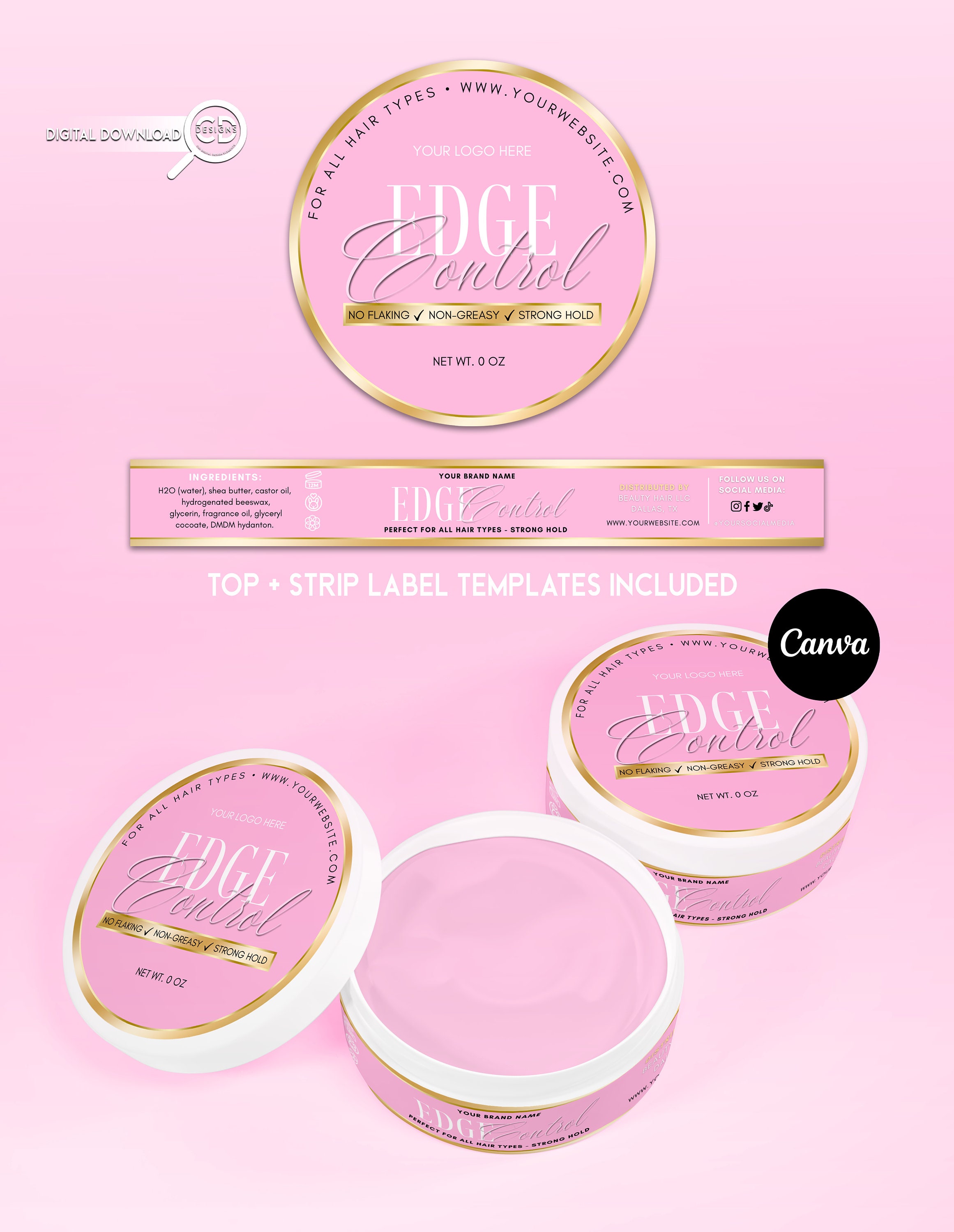Edge Control Label Design Template Hair Product Label - Etsy