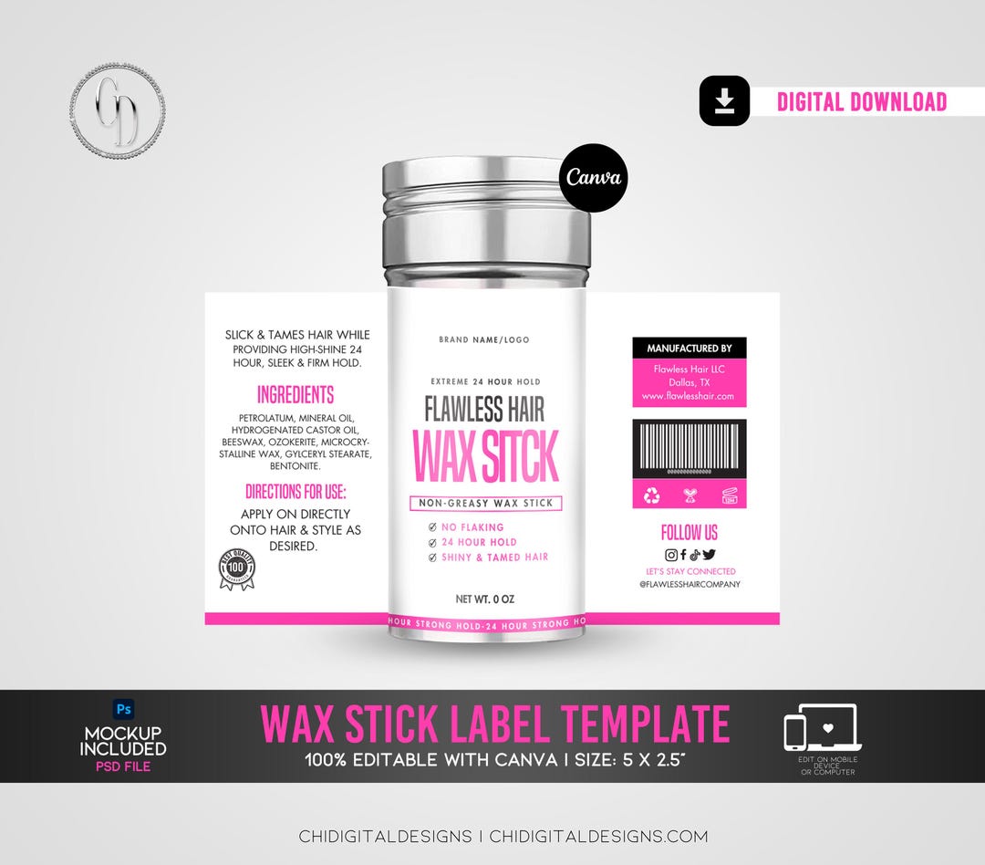 Hair Wax Stick Label Design Template | Hair Branding | Hair Product ...