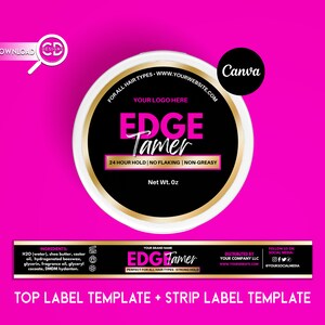 Edge Control Label Design Template | Hair Product Label | Editable Edge ...