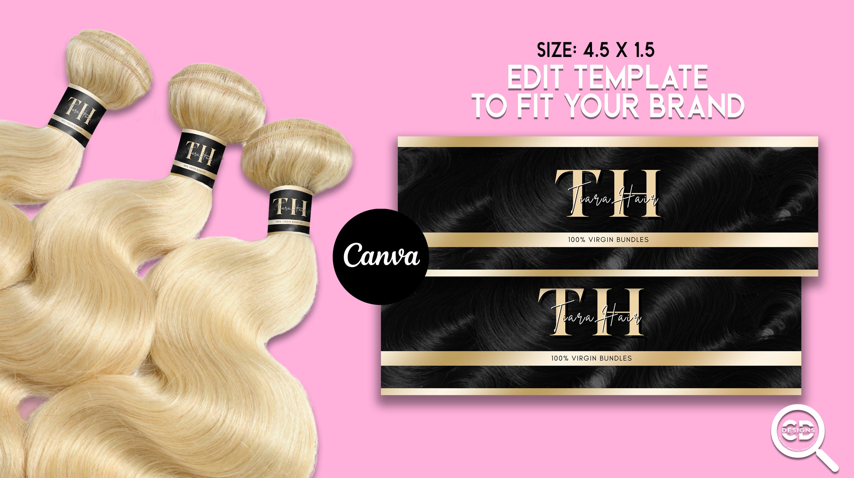 Hair Tags and Bundle Wraps Template | Pink Hair Hang Tags | Luxury ...