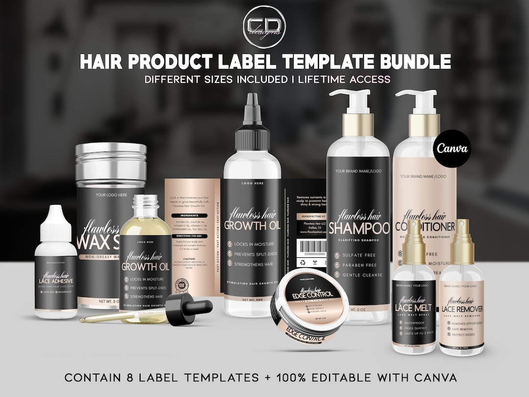 Hair Product Label Template Bundle | Beauty Label Templates | Hair Care ...