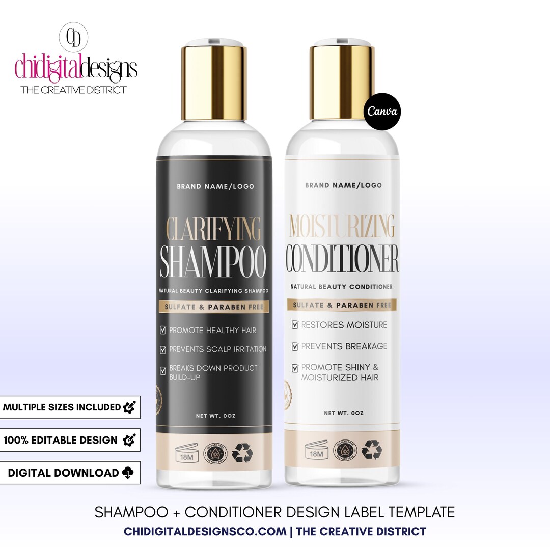 Shampoo Conditioner Label Templates | Hair Product Label Templates - Etsy