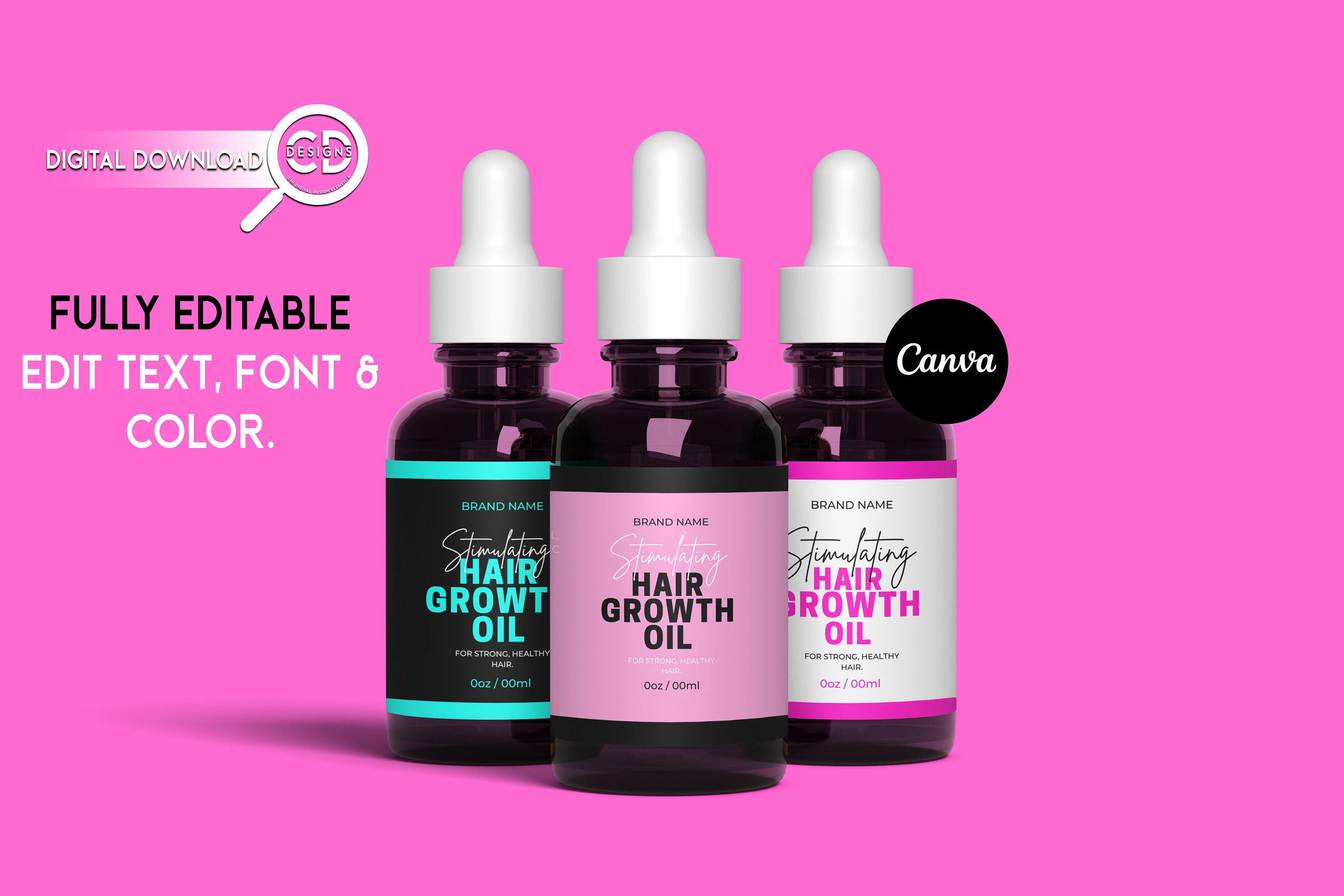 Dropper Bottle Label Template Hair Growth Oil Label Template - Etsy