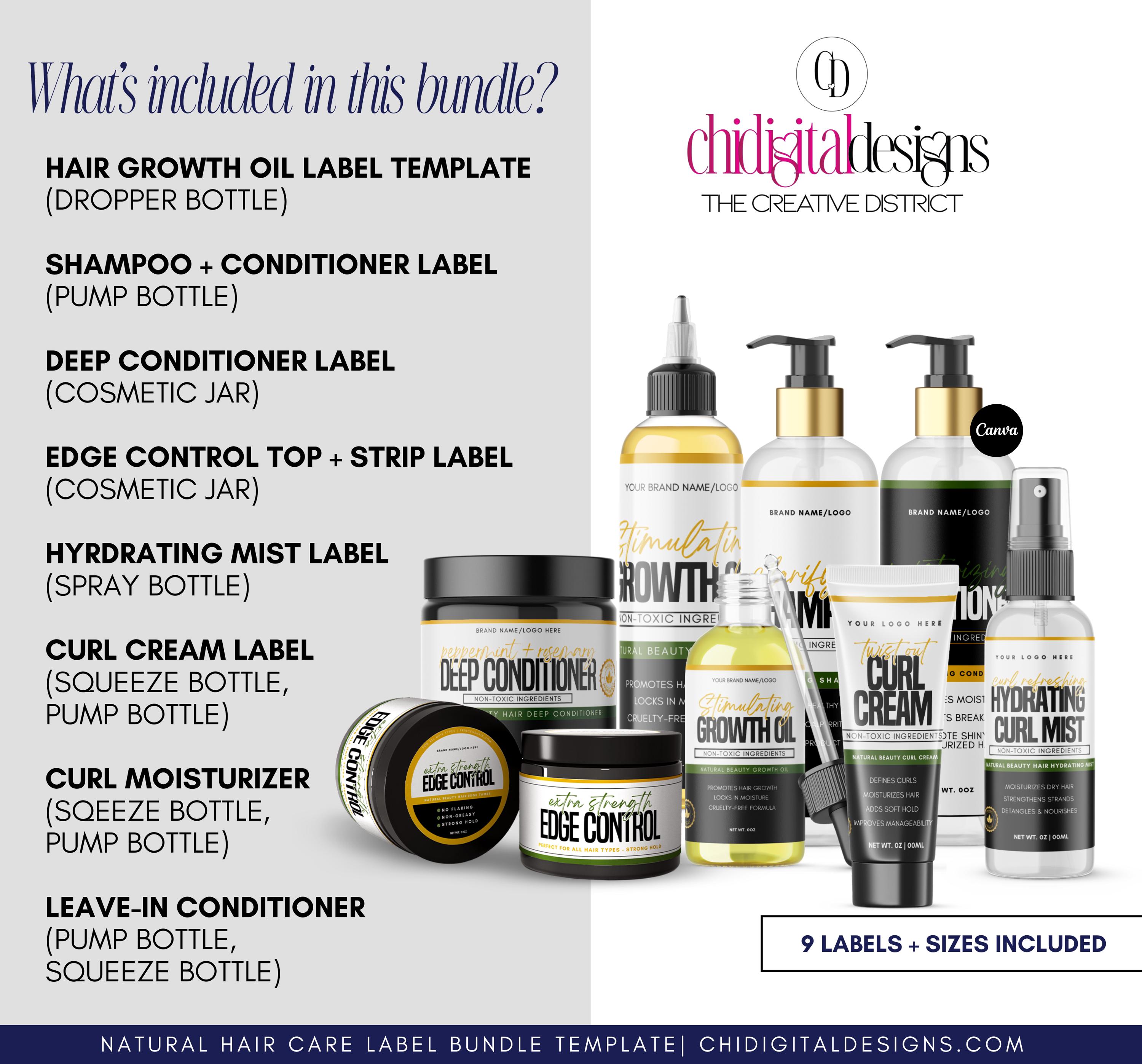 Natural Hair Care Product Label Template Bundle | Beauty Label ...