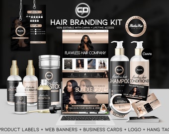 Glam Hair Business Branding Kit Bundle | Hair Product Label Bundles - Etsy