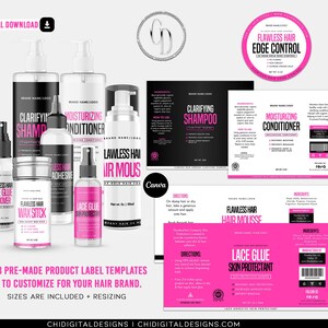 Hair Product Label Template Bundle | Beauty Label Templates | Hair Care ...