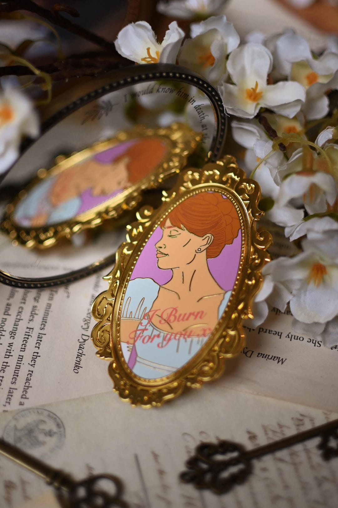Daphne Bridgerton Mirror Enamel Pin With “I Burn for You” Quote - Etsy