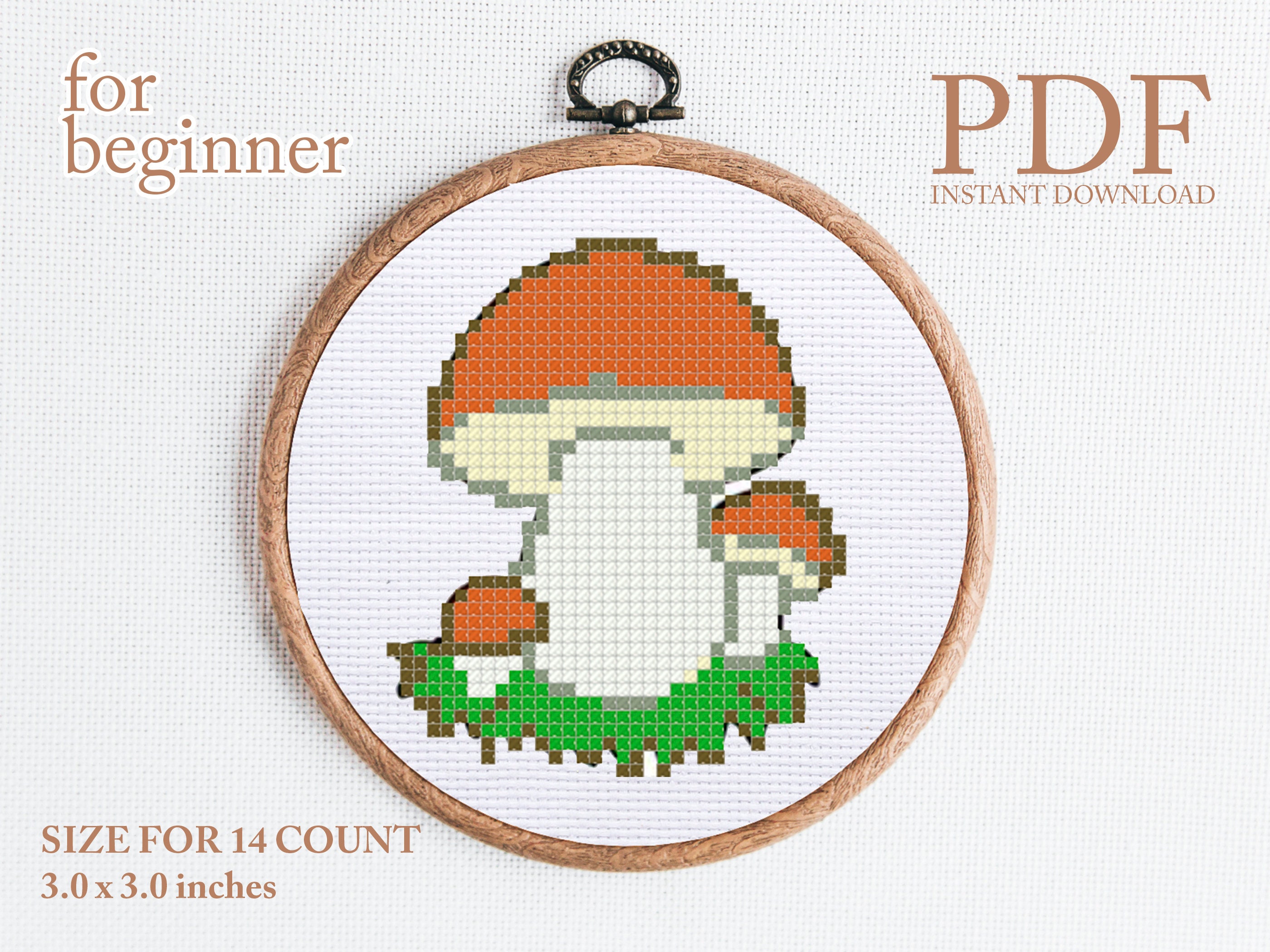 Mushroom cross stitch pattern modern PDF | Etsy