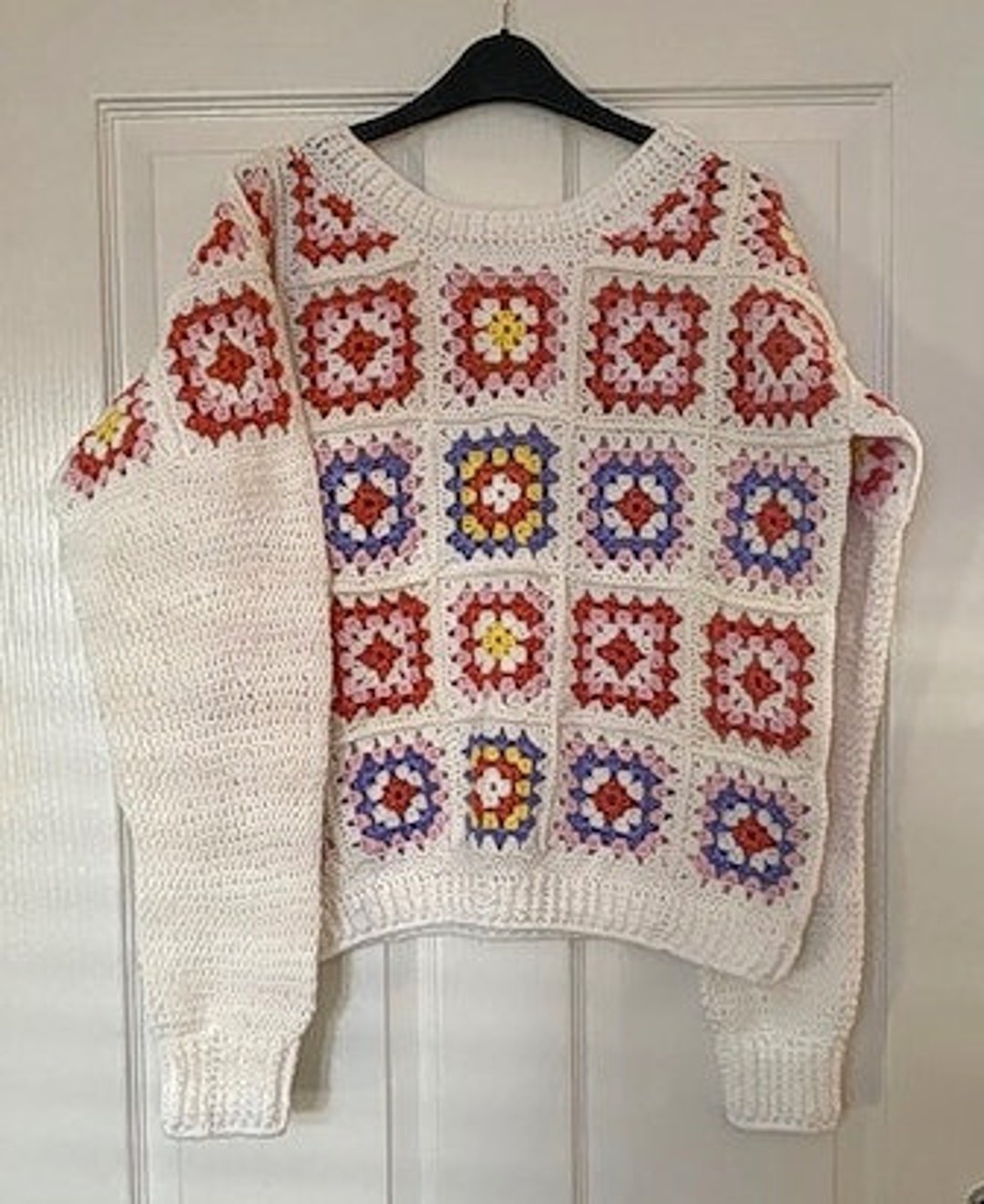 PDF Crochet Pattern Granny Square Crochet Jumper Crochet Jumper Granny Squares Crochet Clothes ...