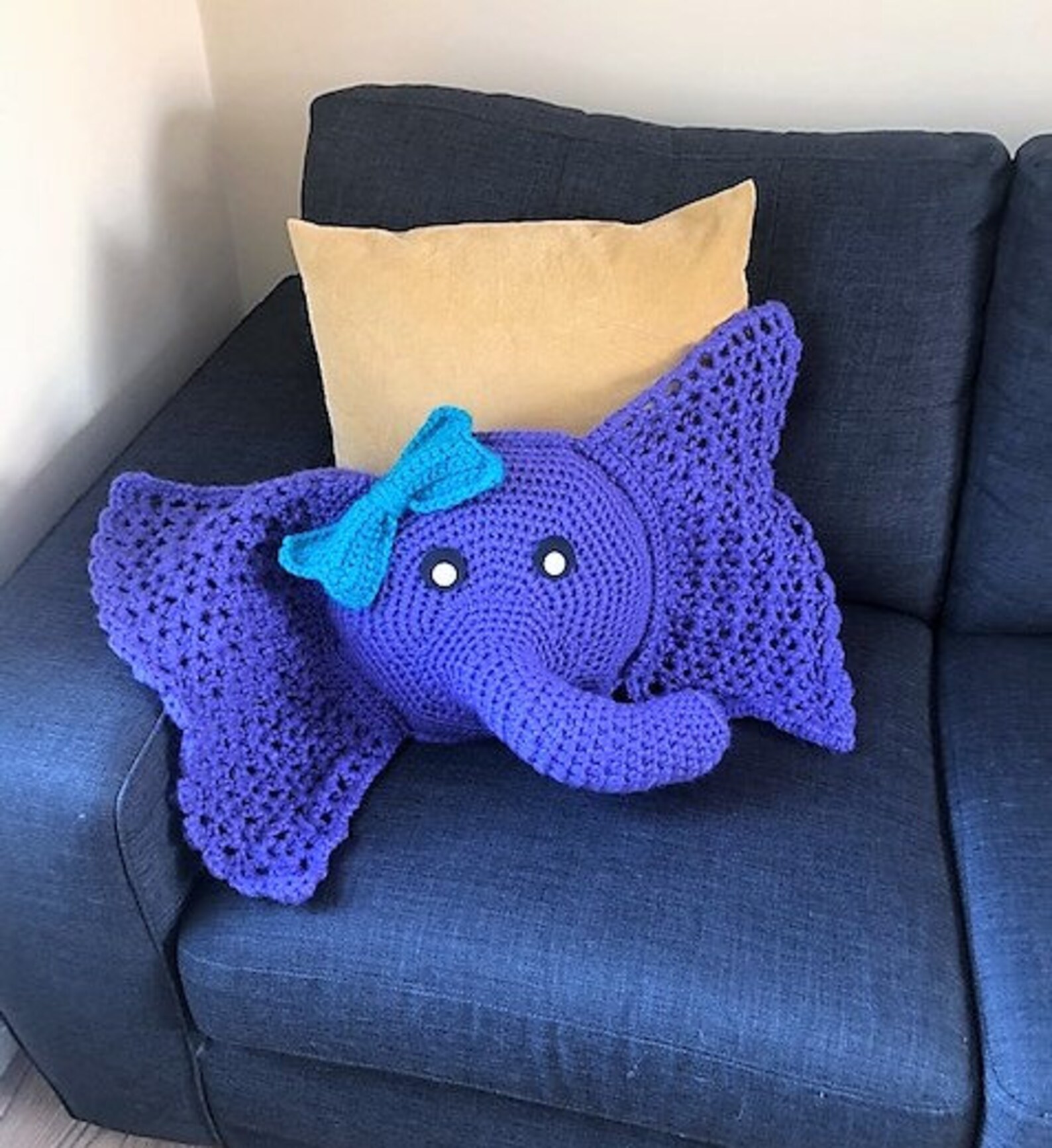PDF Crochet Pattern | Jumbo Elephant Pillow | Crochet Pattern ...