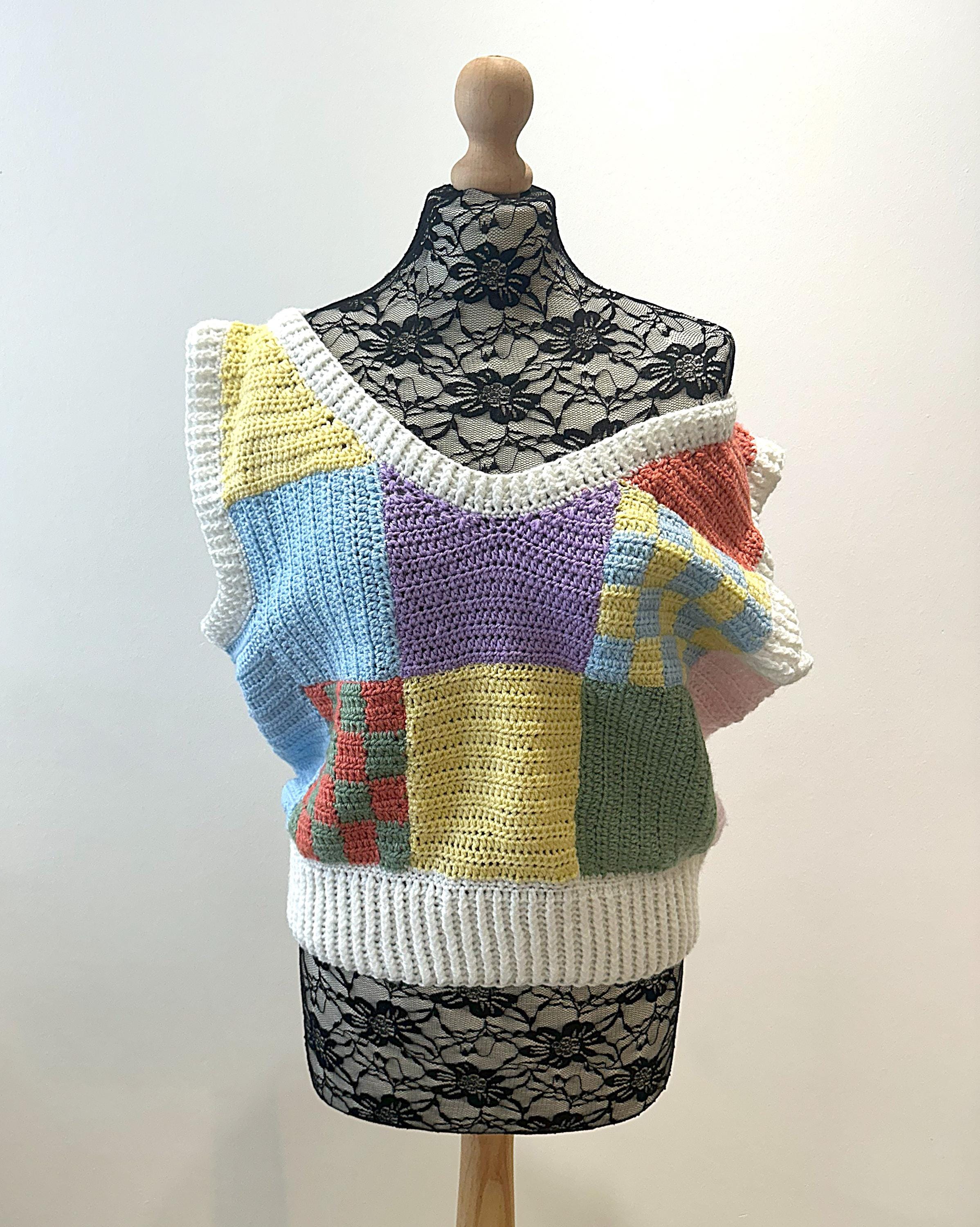 PDF Crochet Pattern | Slouchy Vest | Crochet Jumper | Granny Squares ...