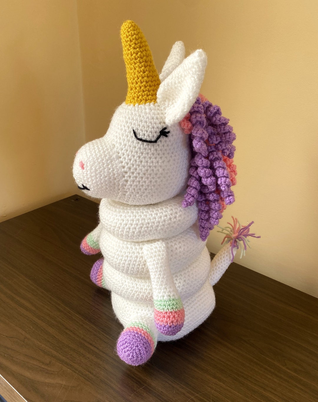 PDF Crochet Pattern Unicorn Ring Stacker Ring Stacking Toy Amigurumi ...