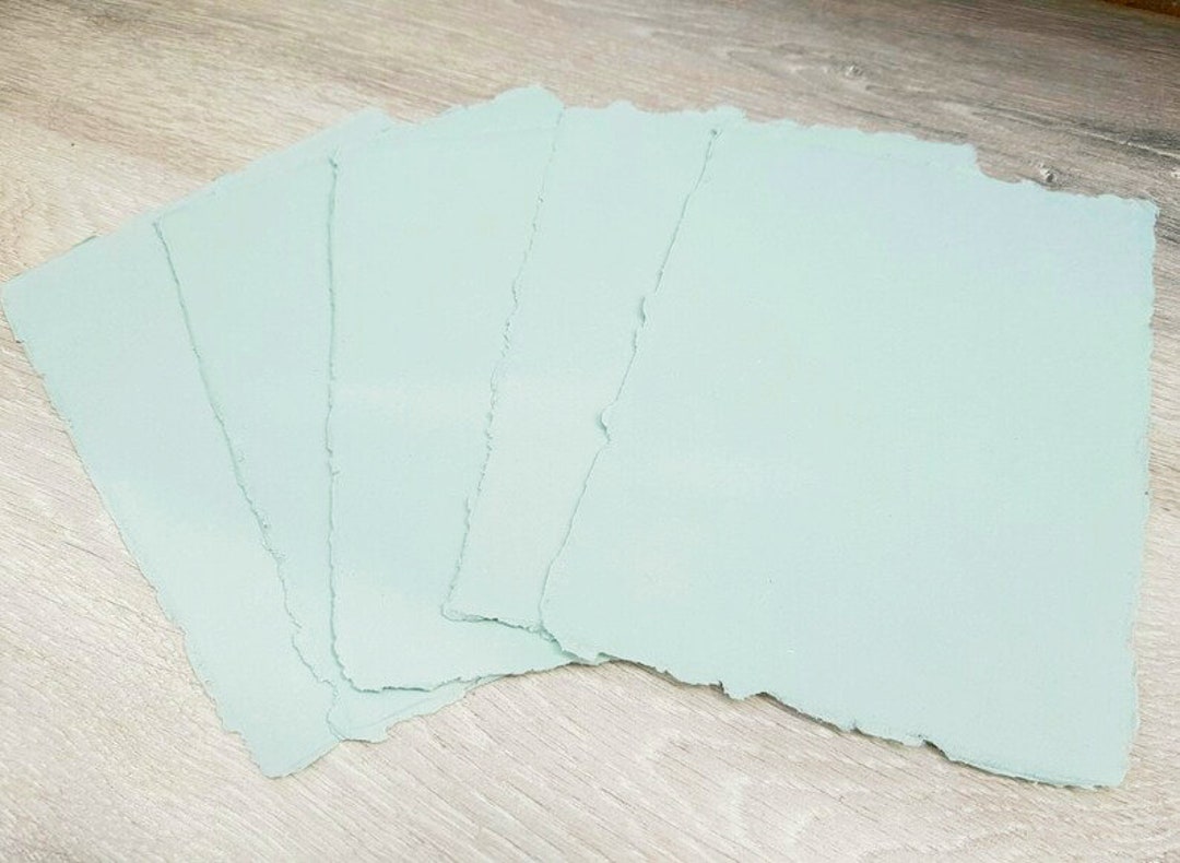 Handmade Paper Sea Sage Green, Pack 5 Handmade Deckle Edged Paper 150 ...