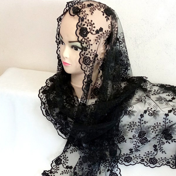 Black Lace Mantilla - Etsy
