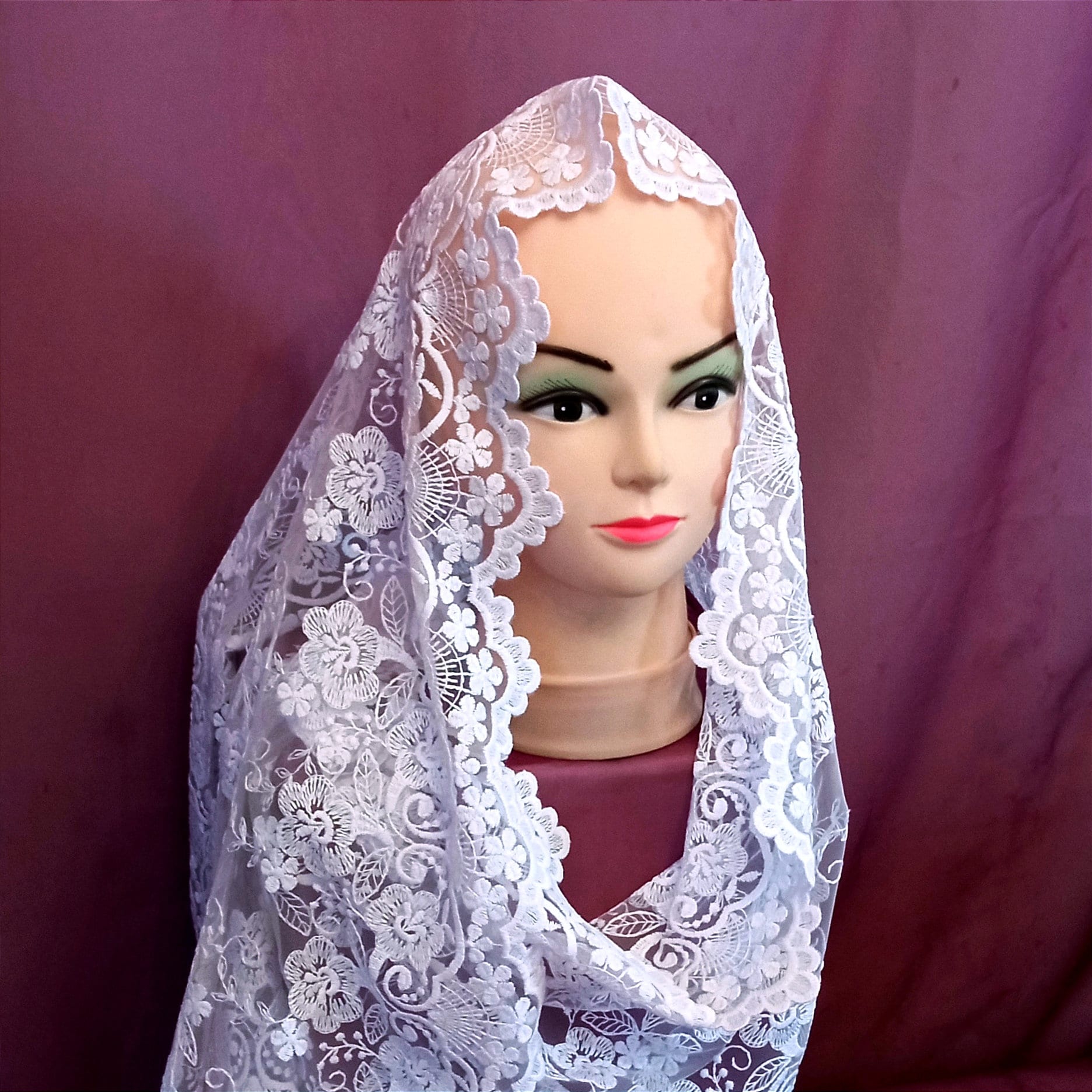 Church Mantilla Lace Wedding Veil Chapel Veil Mantilla - Etsy