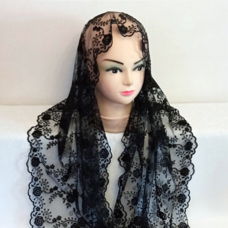 Church Mantilla Black Lace Wedding Veil Chapel Veil Mantilla Orthodox ...