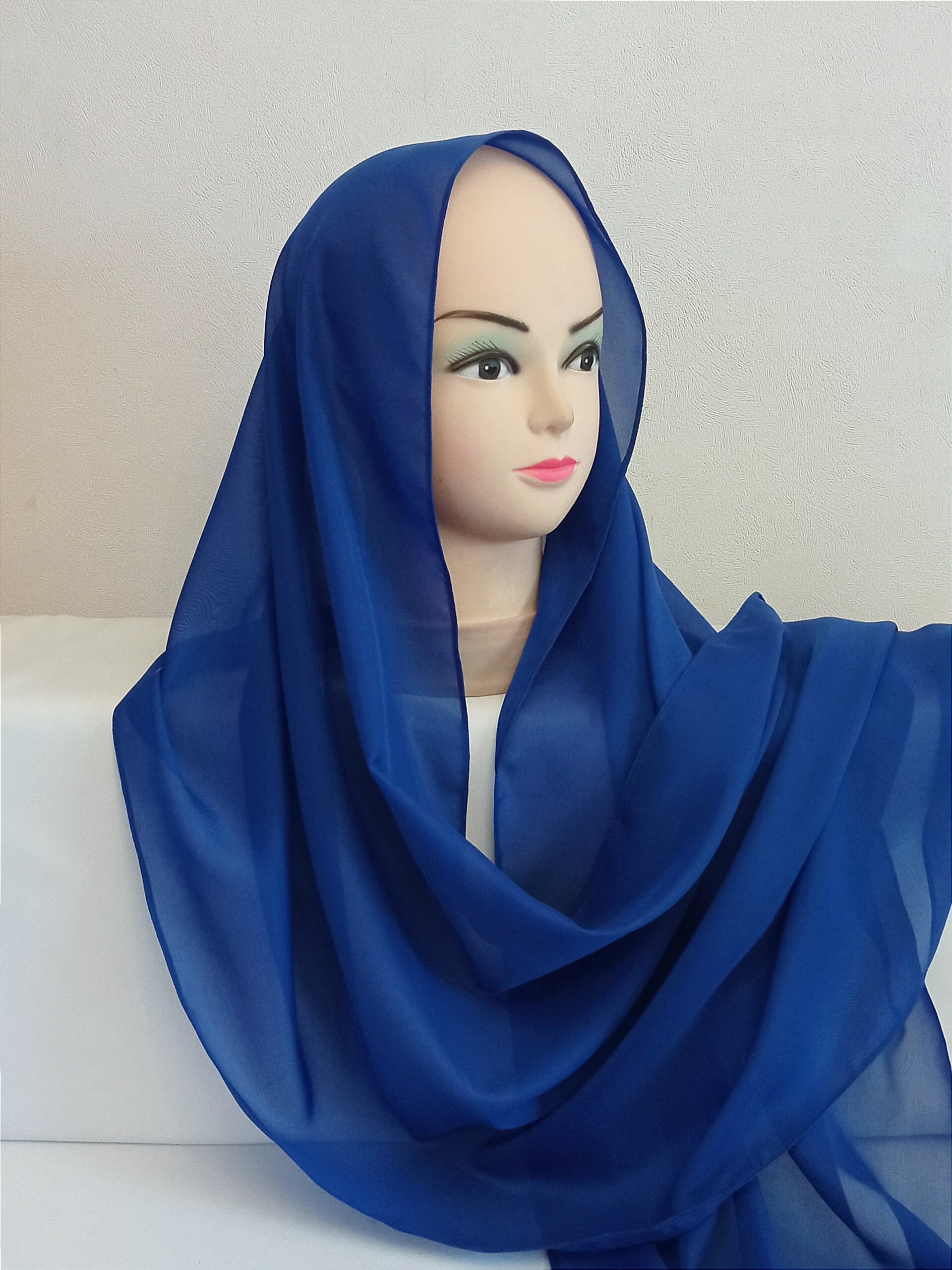 Church Mantilla Dark Blue Chiffon Scarf Wedding Veil Chapel - Etsy