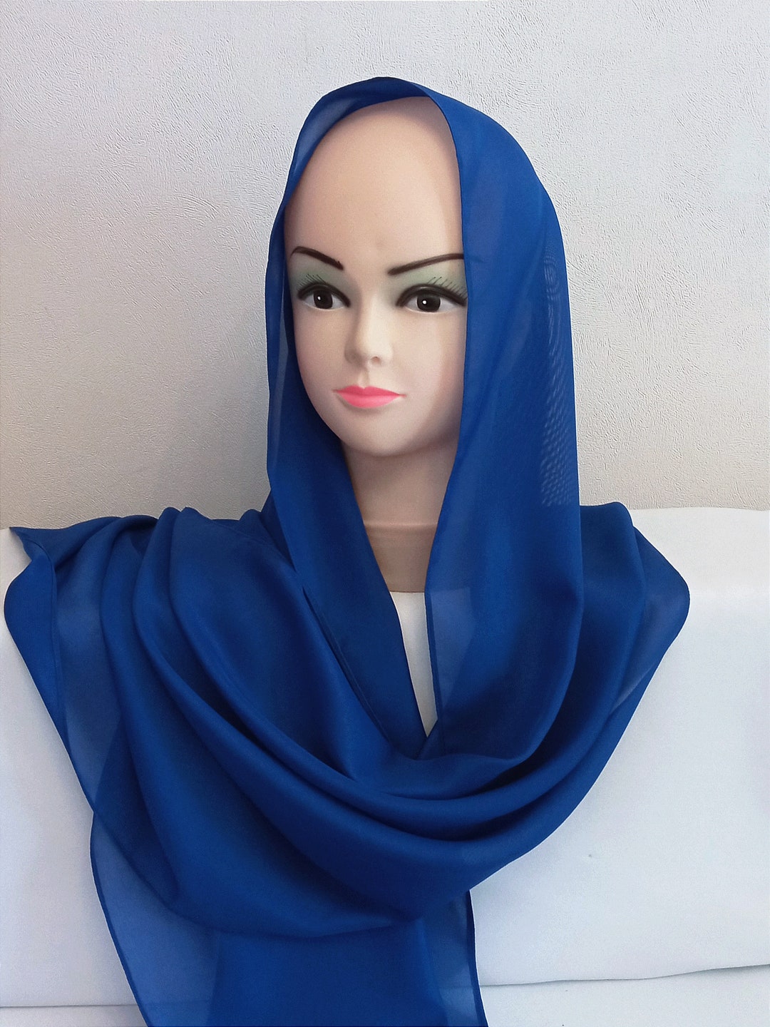 Church Mantilla Dark Blue Chiffon Scarf Wedding Veil Chapel Veil ...