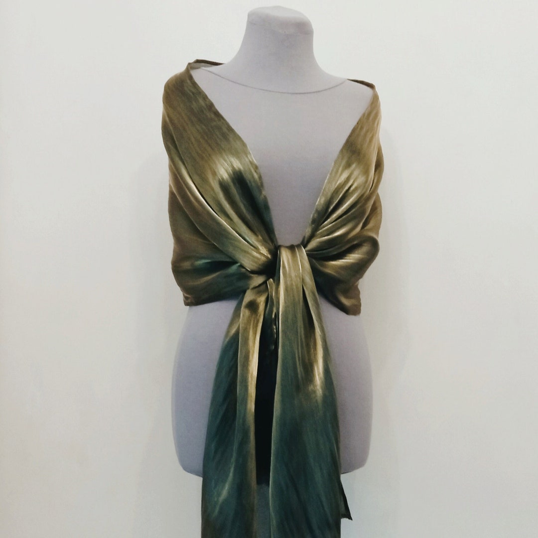 The Organza Scarf is Shiny, Olive Scarf, Khaki Wedding Bolero, Gold ...