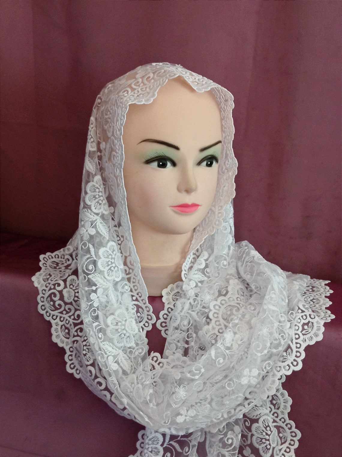 Church Mantilla Lace Wedding Veil Chapel Veil Mantilla Orthodox ...