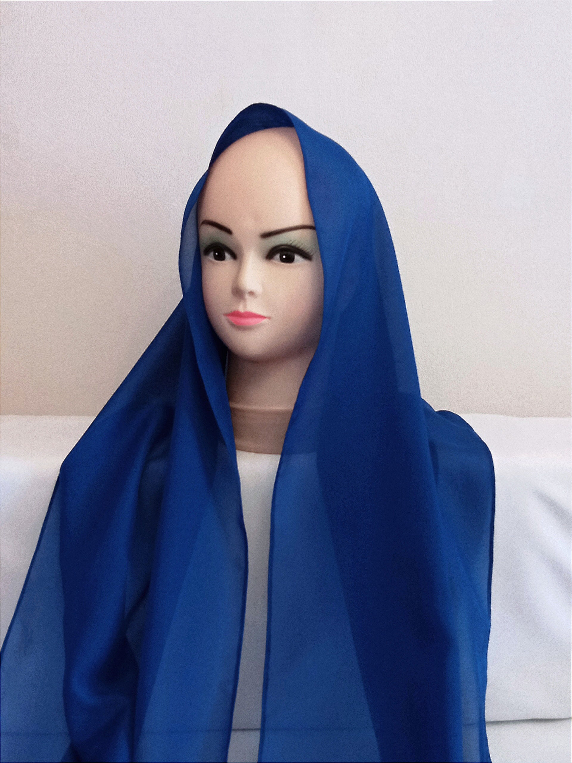 Church Mantilla Dark Blue Chiffon Scarf Wedding Veil Chapel - Etsy