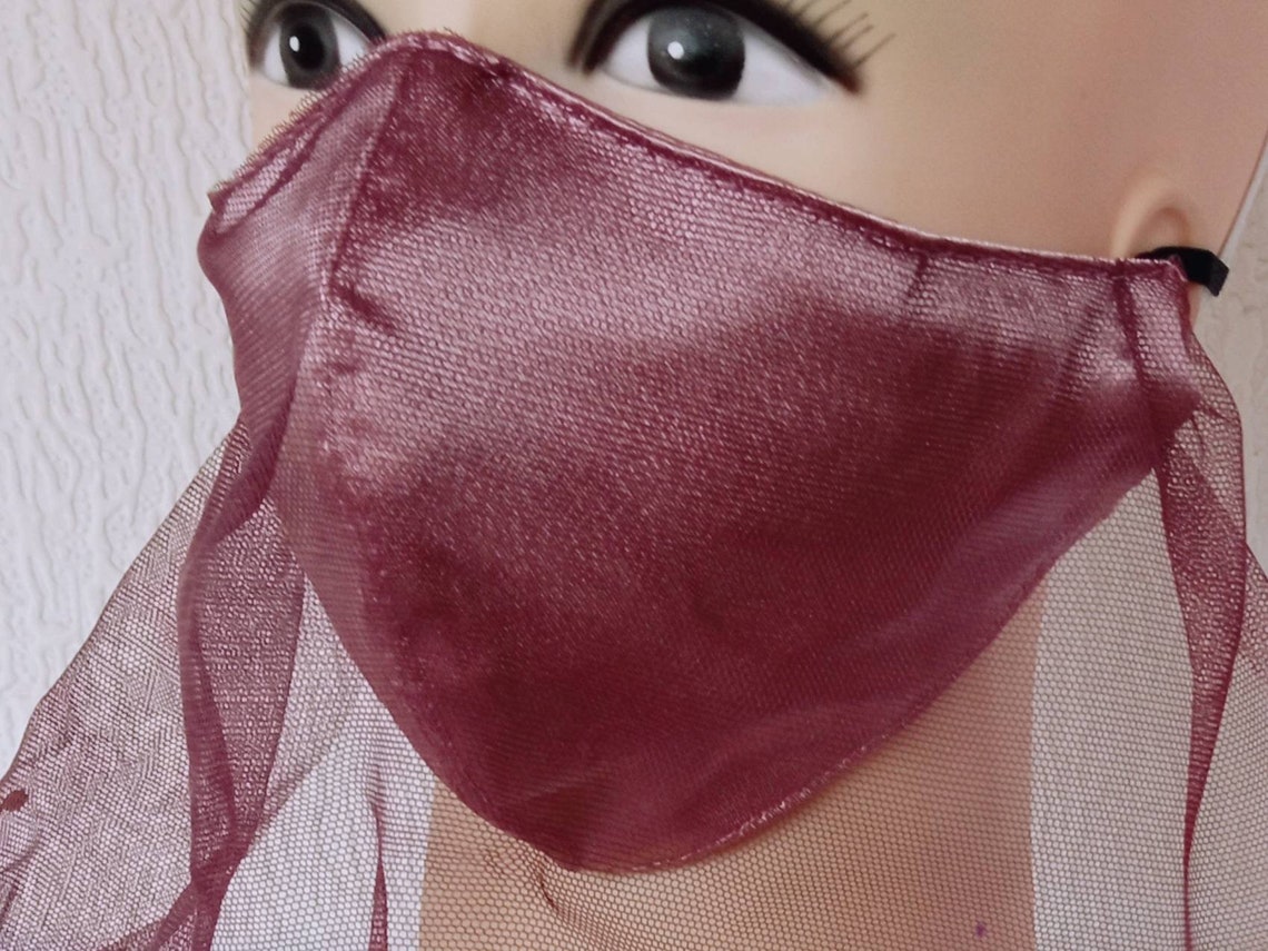Lace Veil Style Face Mask Anatomical Silk Satin Face Cover | Etsy