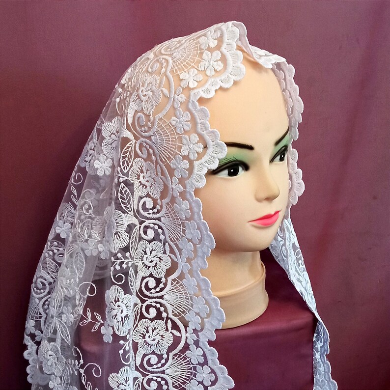 Church Mantilla Lace Wedding Veil Chapel Veil Mantilla Orthodox ...