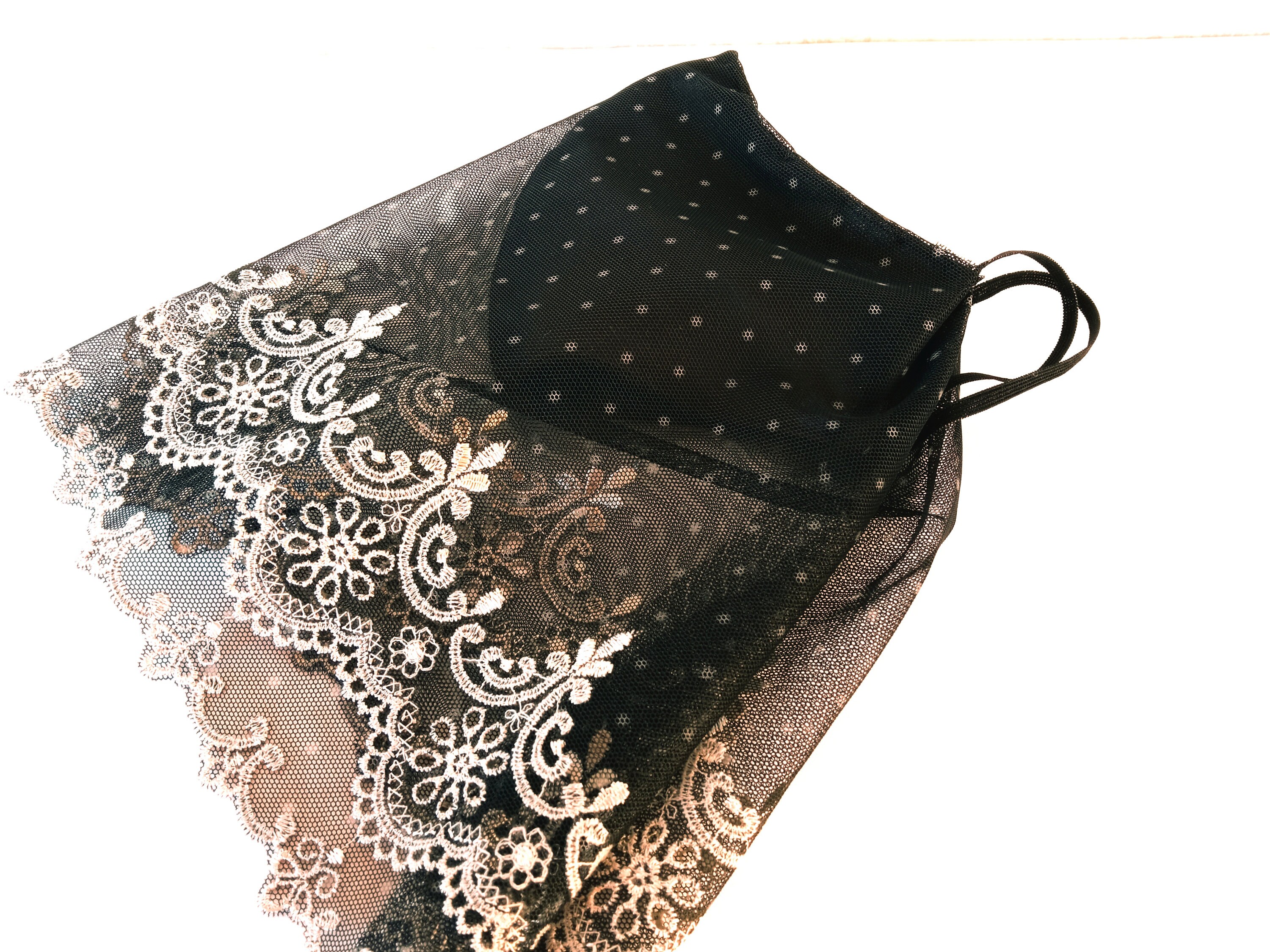 Black Lace Veil Face Mask Anatomical Silk Satin Halloween Mesh Masks - Etsy