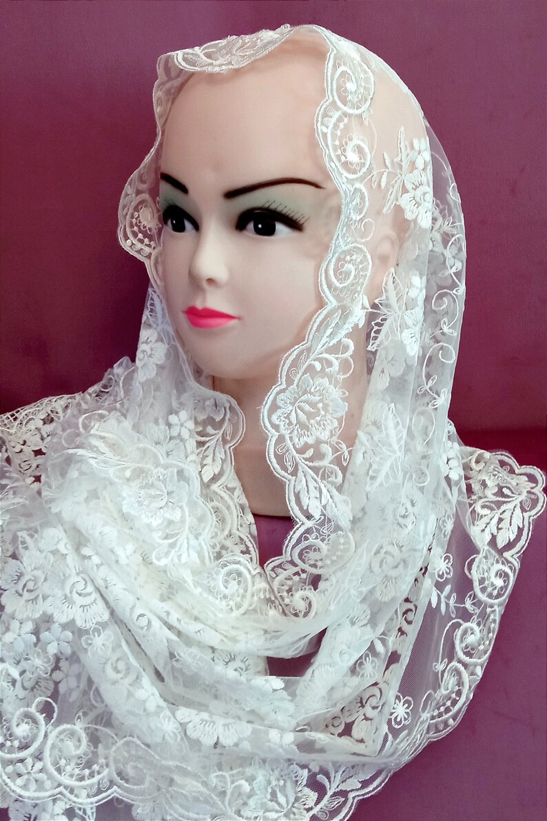 Church Mantilla Lace Wedding Veil Chapel Veil Mantilla - Etsy