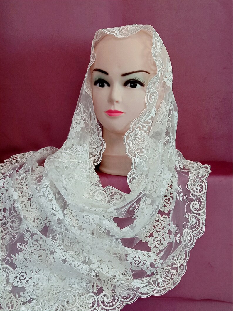 Church Mantilla Lace Wedding Veil Chapel Veil Mantilla - Etsy