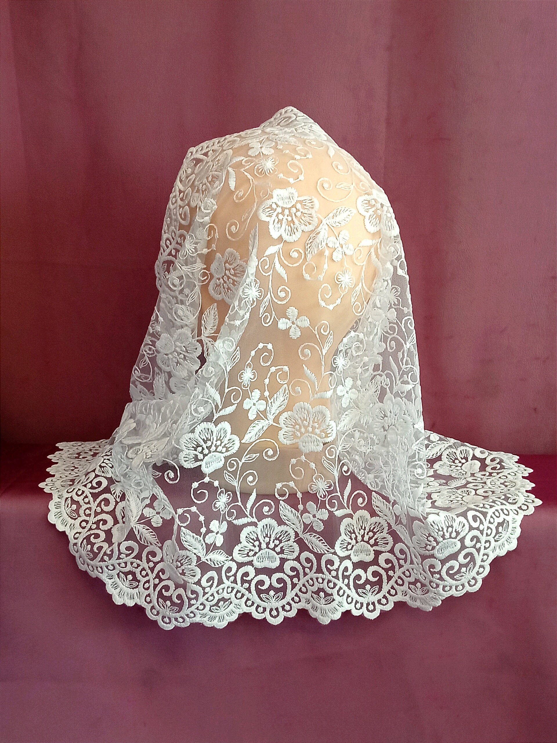 Church Mantilla Lace Wedding Veil Chapel Veil Mantilla Orthodox ...