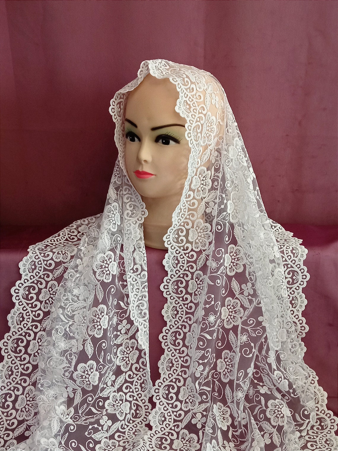 Church Mantilla Lace Wedding Veil Chapel Veil Mantilla Orthodox ...