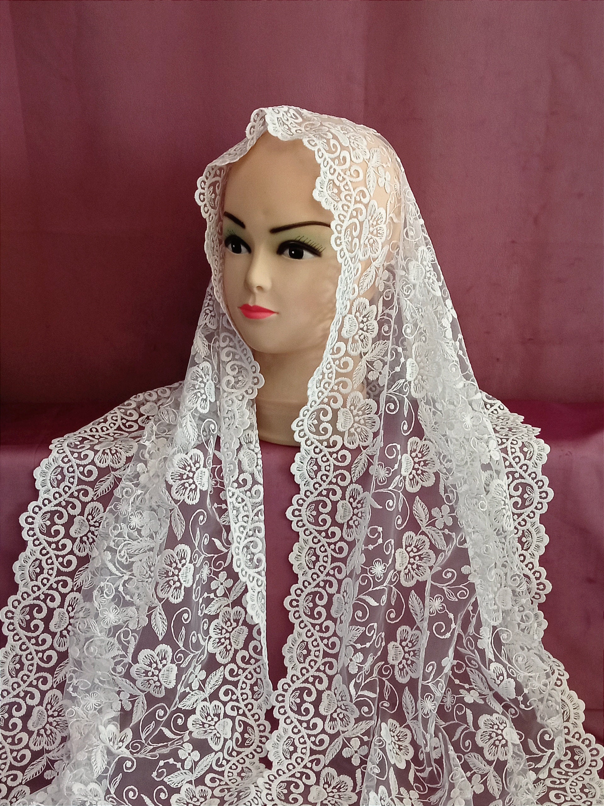 Church Mantilla Lace Wedding Veil Chapel Veil Mantilla Orthodox ...