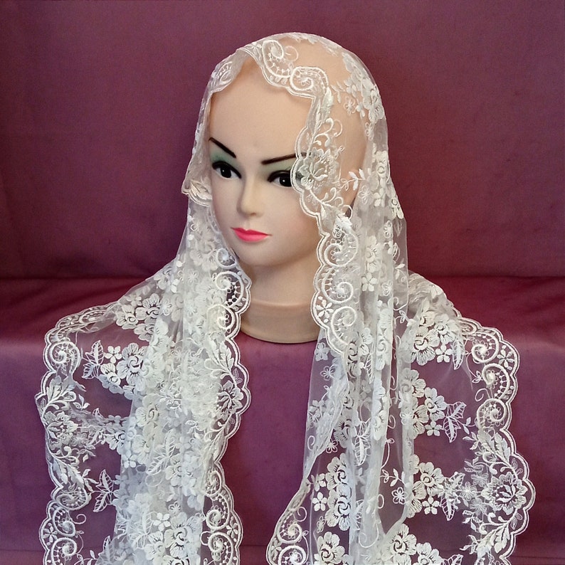 Church Mantilla Lace Wedding Veil Chapel Veil Mantilla - Etsy