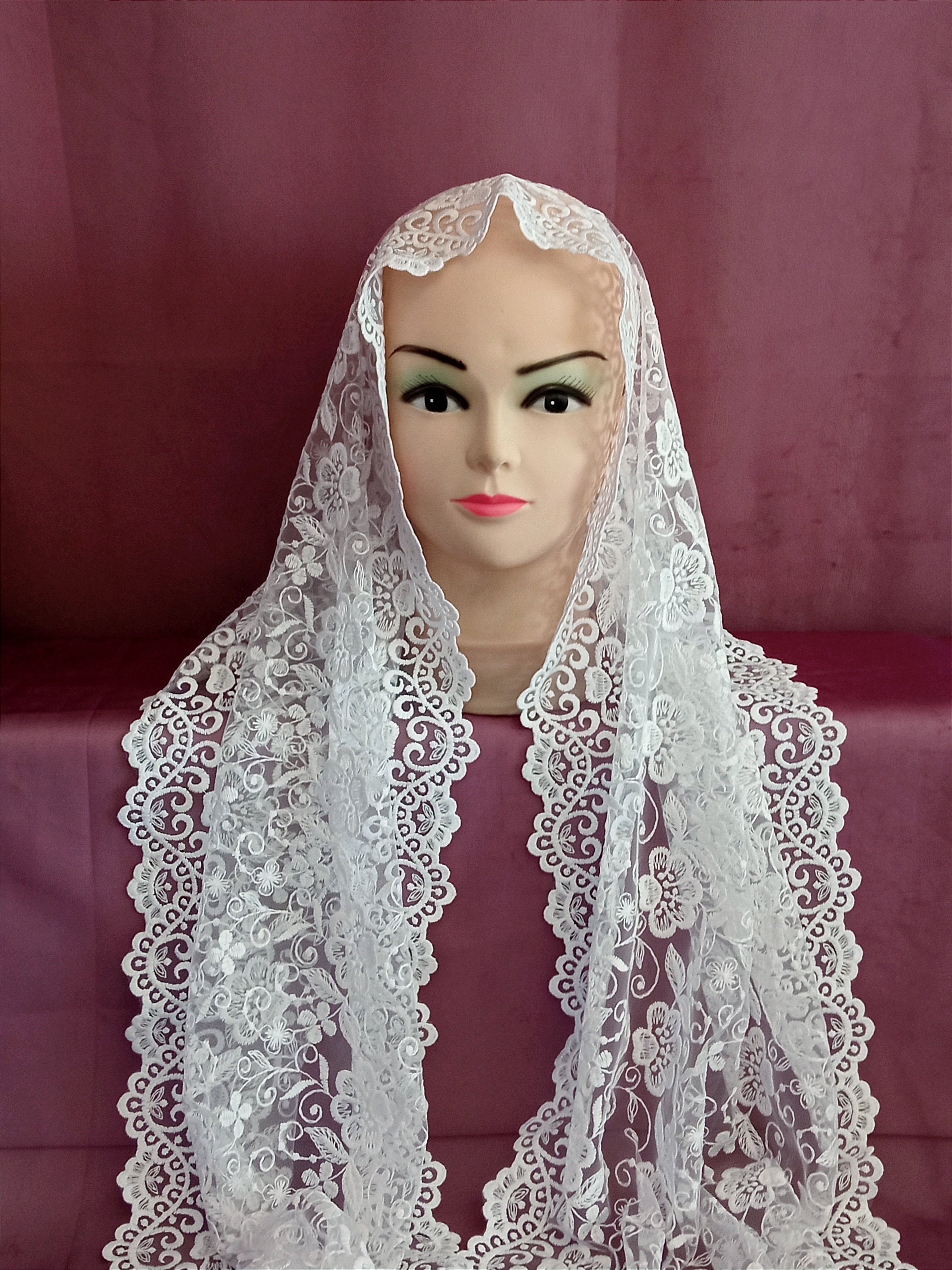 Church Mantilla Lace Wedding Veil Chapel Veil Mantilla Orthodox ...