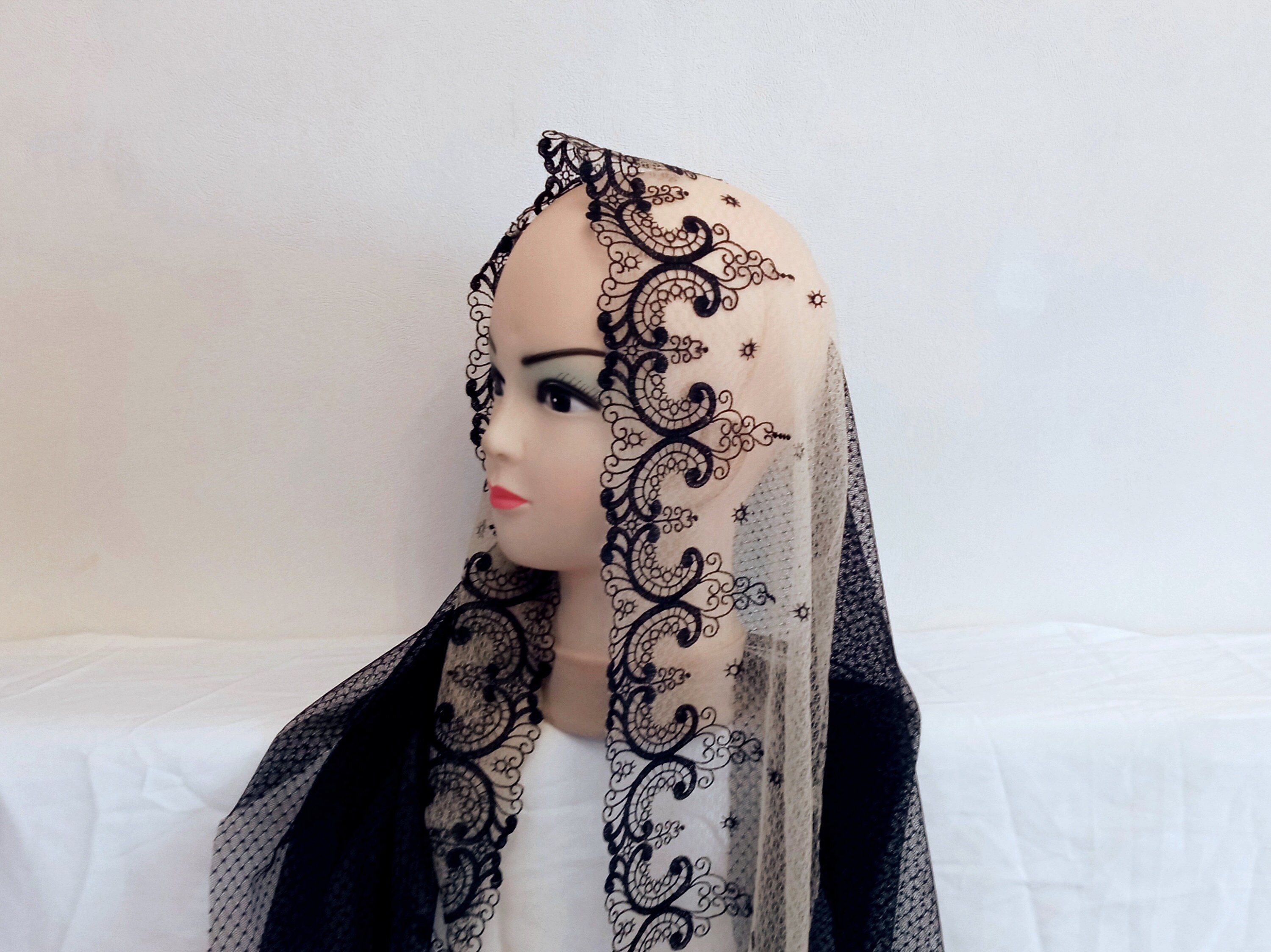 Church Mantilla Lace Black Wedding Veil Chapel Veil Mantilla Orthodox ...